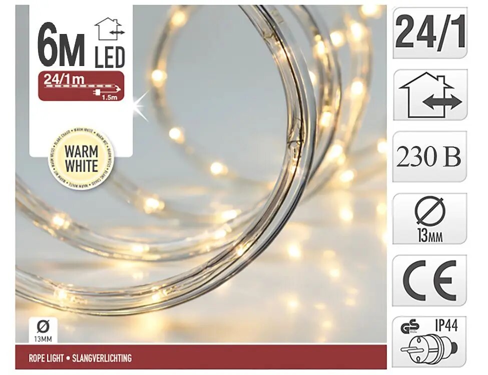Дюралайт светодиодный трехжильный 13 мм, 6 м, 144 теплые белые LED лампы, IP44, Koopman International