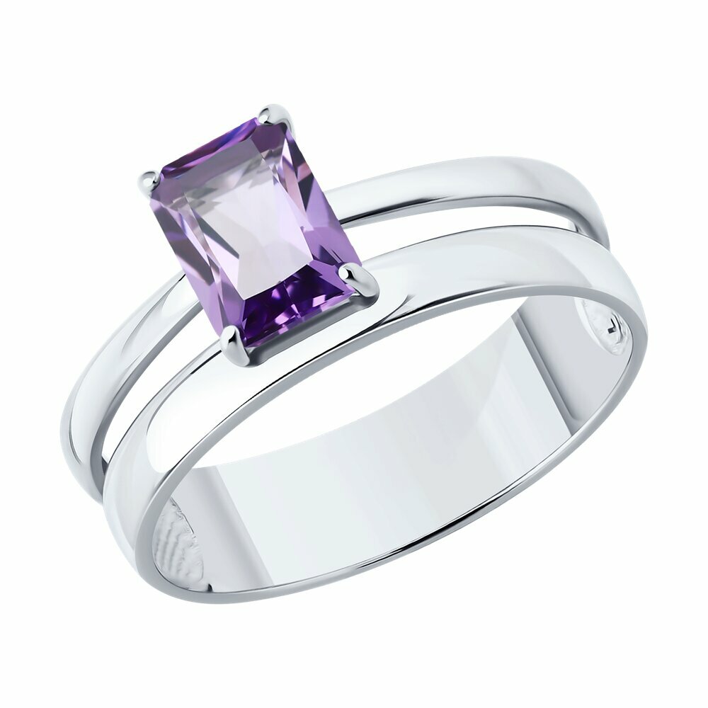 Кольцо, серебро, 925 проба, родирование, аметист