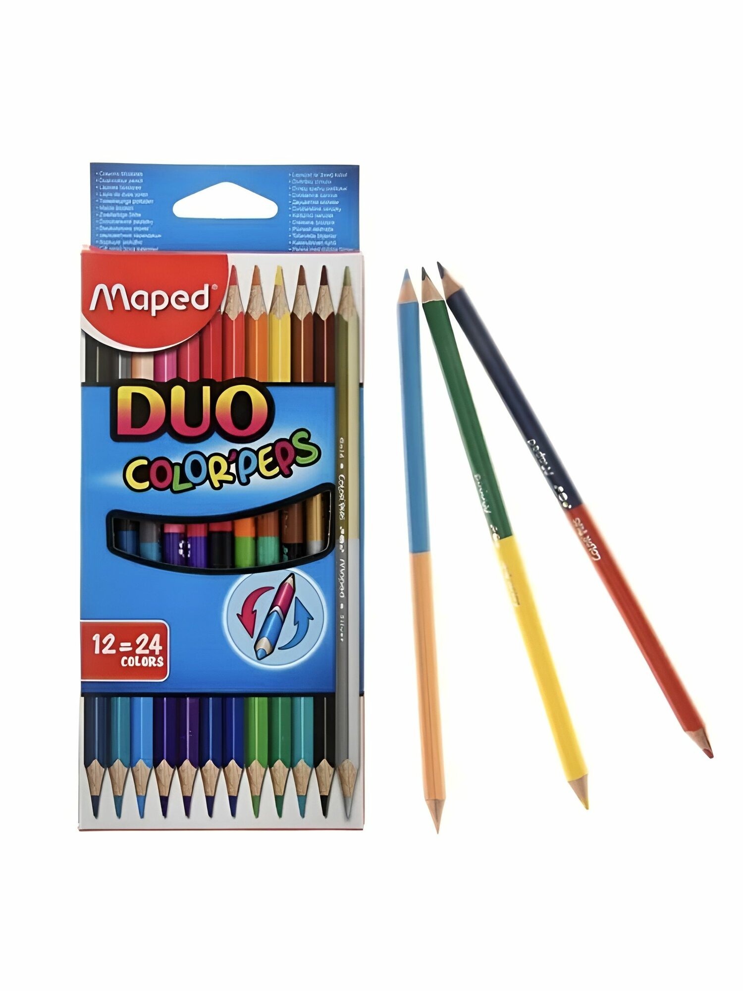 Карандаши двухцветные Maped Сolor Peps, трёхгранные, 24 цвета-12 штук