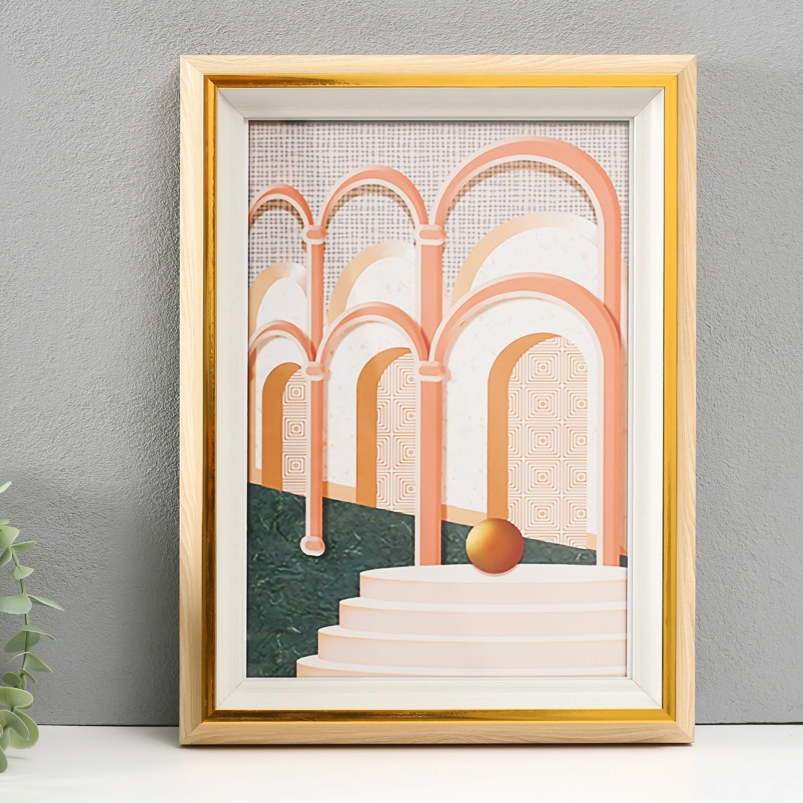 Фоторамка для фото А4 "Стефания", пластик, св. дерево с белым, 4.4x26x34.5 см