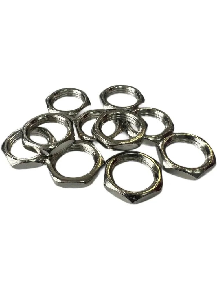 Гайка М13х1 для светильников и люстр стальная оцинкованная с резьбой М13х1,17x4 мм, гайка с мелкой резьбой, 10 шт.