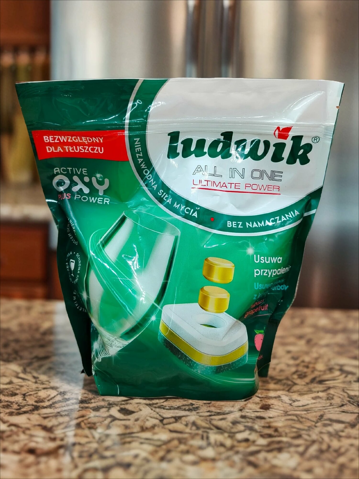 Ludwik ALL in one Active Oxy Plus Power Grapefruit Таблетки для посудомоечных машин в растворимой пленке 80 шт