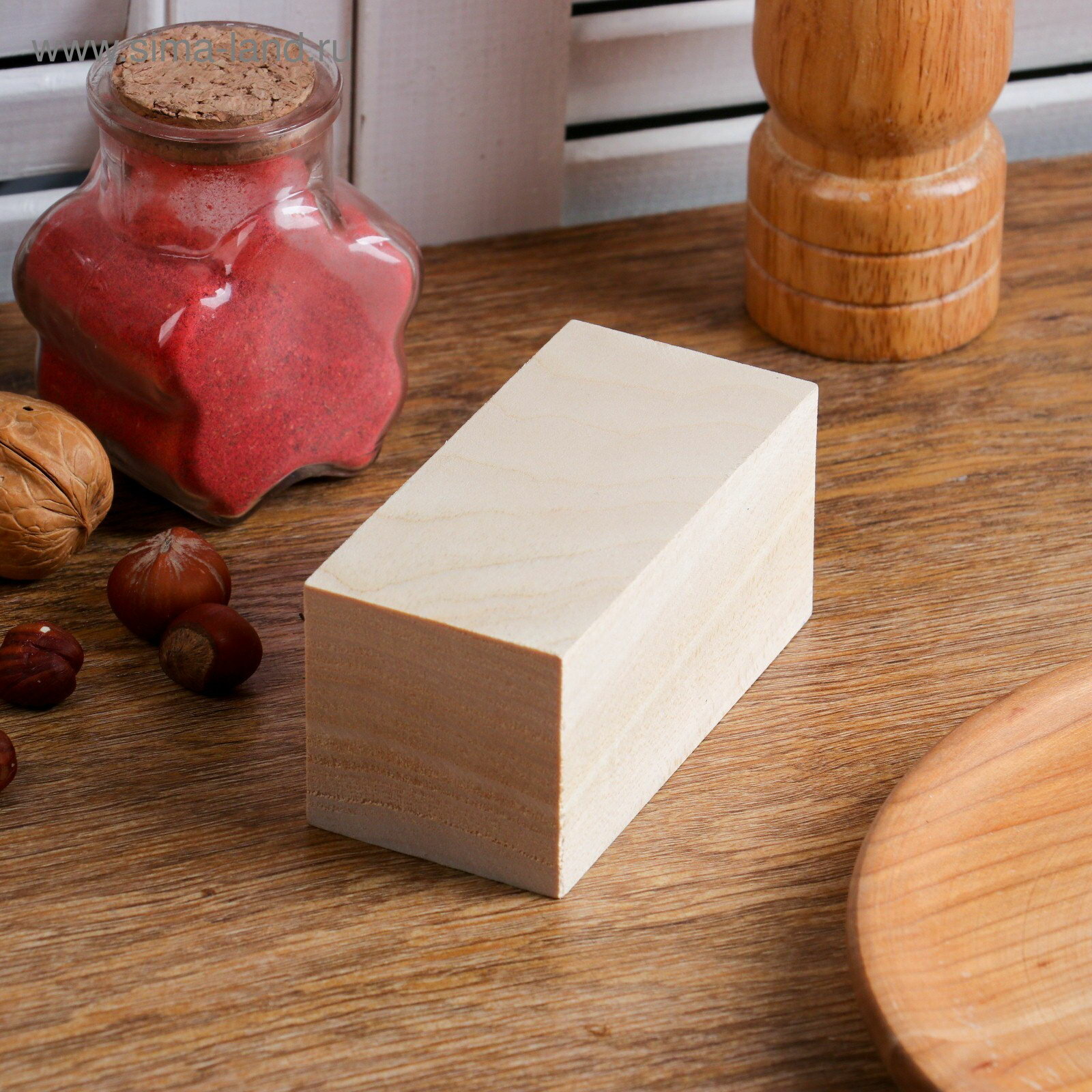 Брусок для резьбы по дереву, росписи, из липы, 50x50x100 мм, вид: доска для резьбы