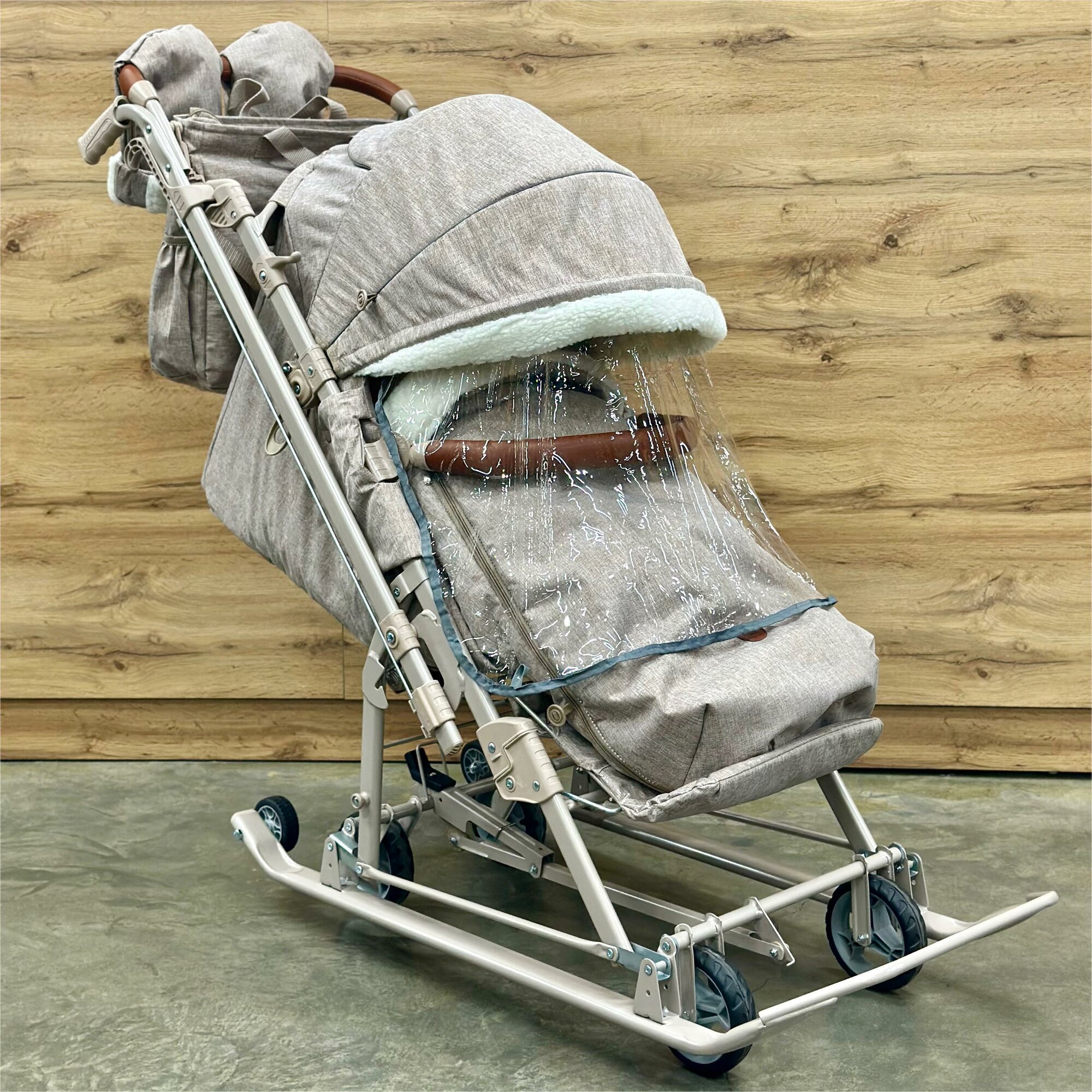 Санки-коляска Ника Детям ORIGINAL 7-8К, цвет бежевый, до 3х лет