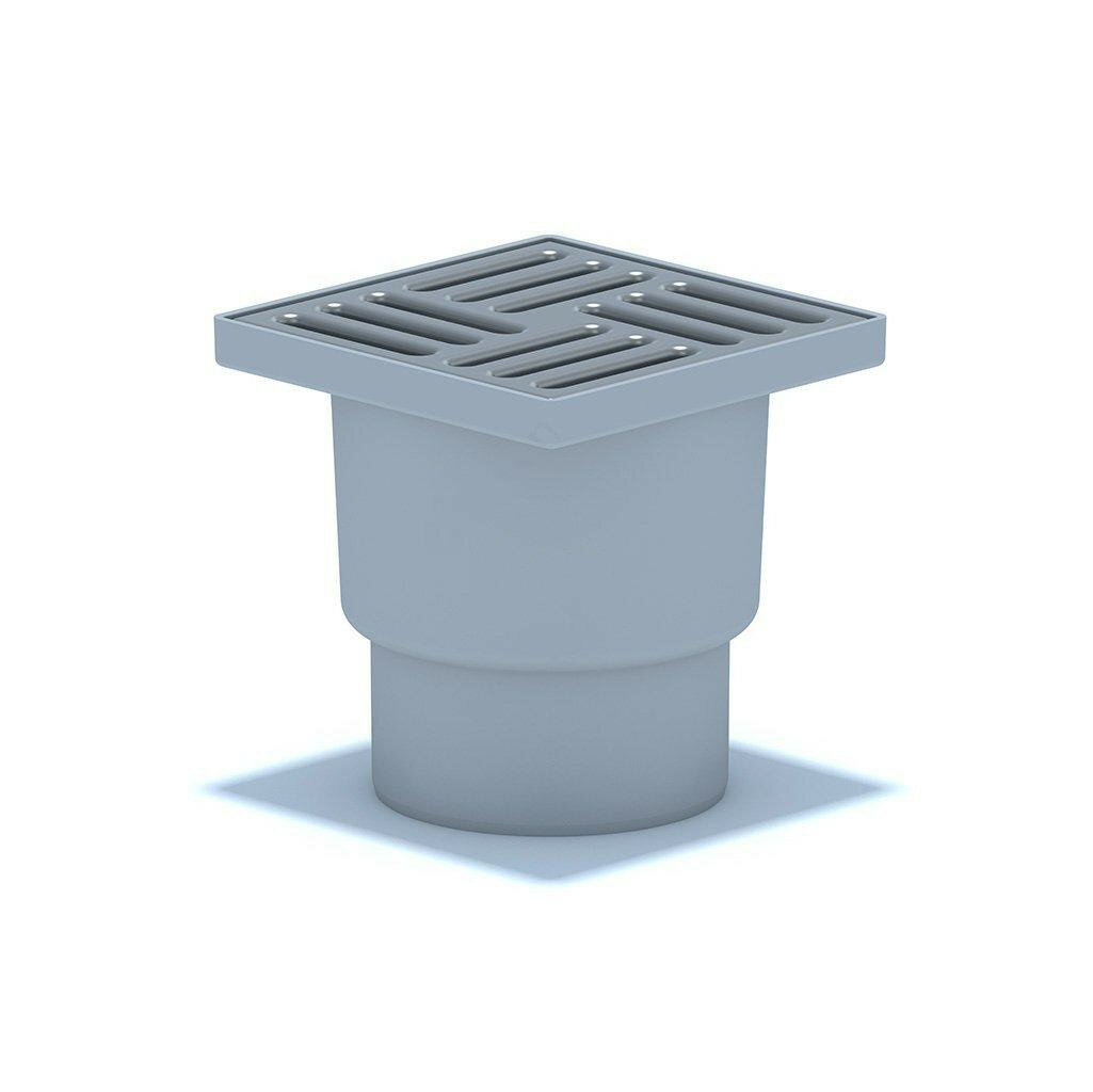 Трап вертикальный d=110, нерегулируемый, с решеткой из нержавеющей стали 15x15см