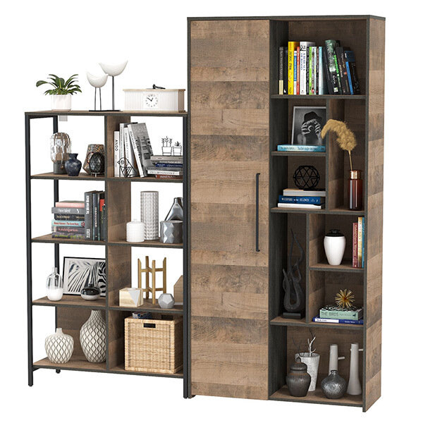 Трувор 13.151.02 Стеллаж + 13.206 Шкаф-стеллаж, цвет дуб гранж песочный/интра