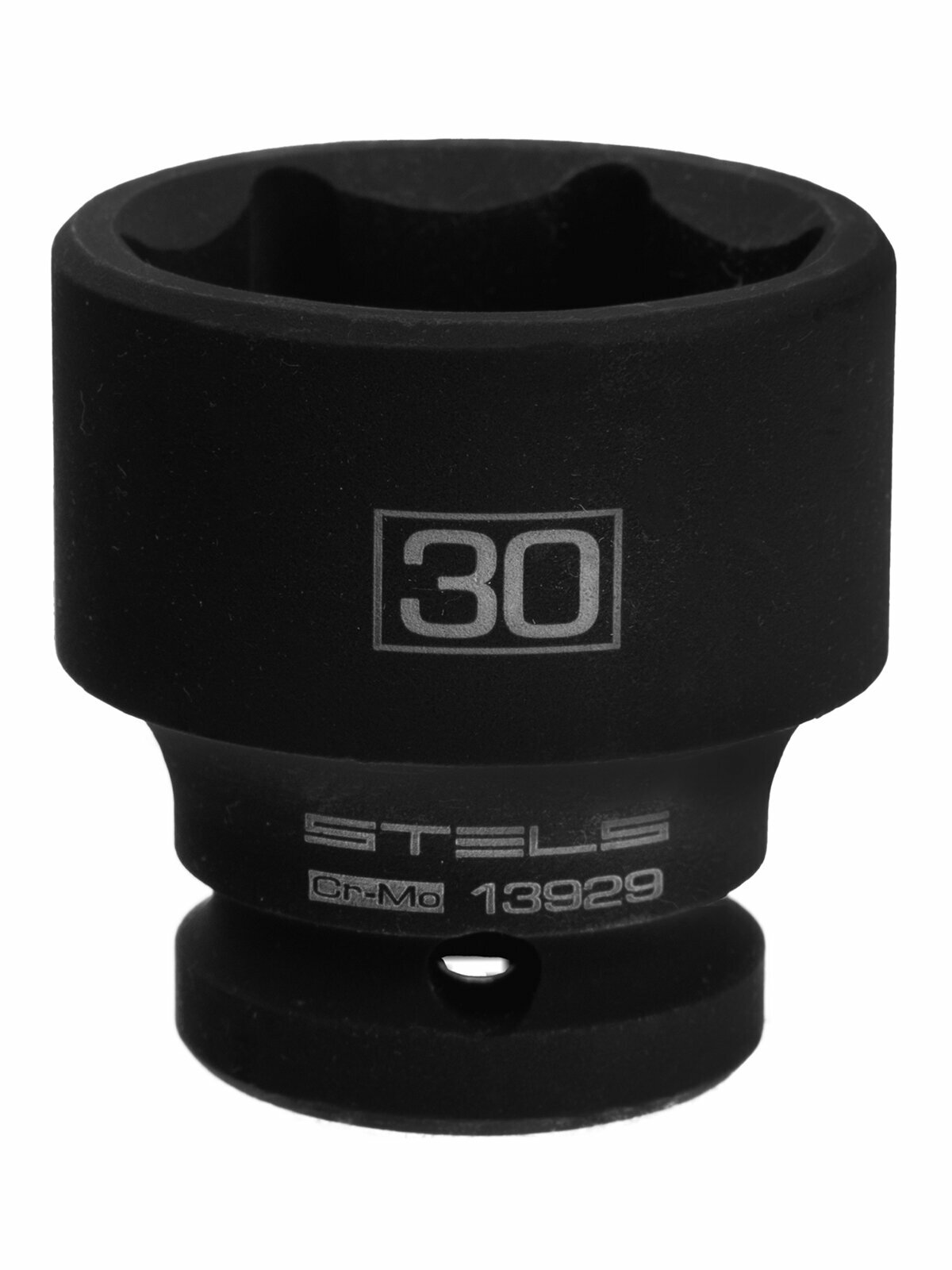 Головка ударная шестигранная Stels, 30 мм, присоединительный квадрат 1/2", сталь CrMo, торцевая для гайковерта, 13929