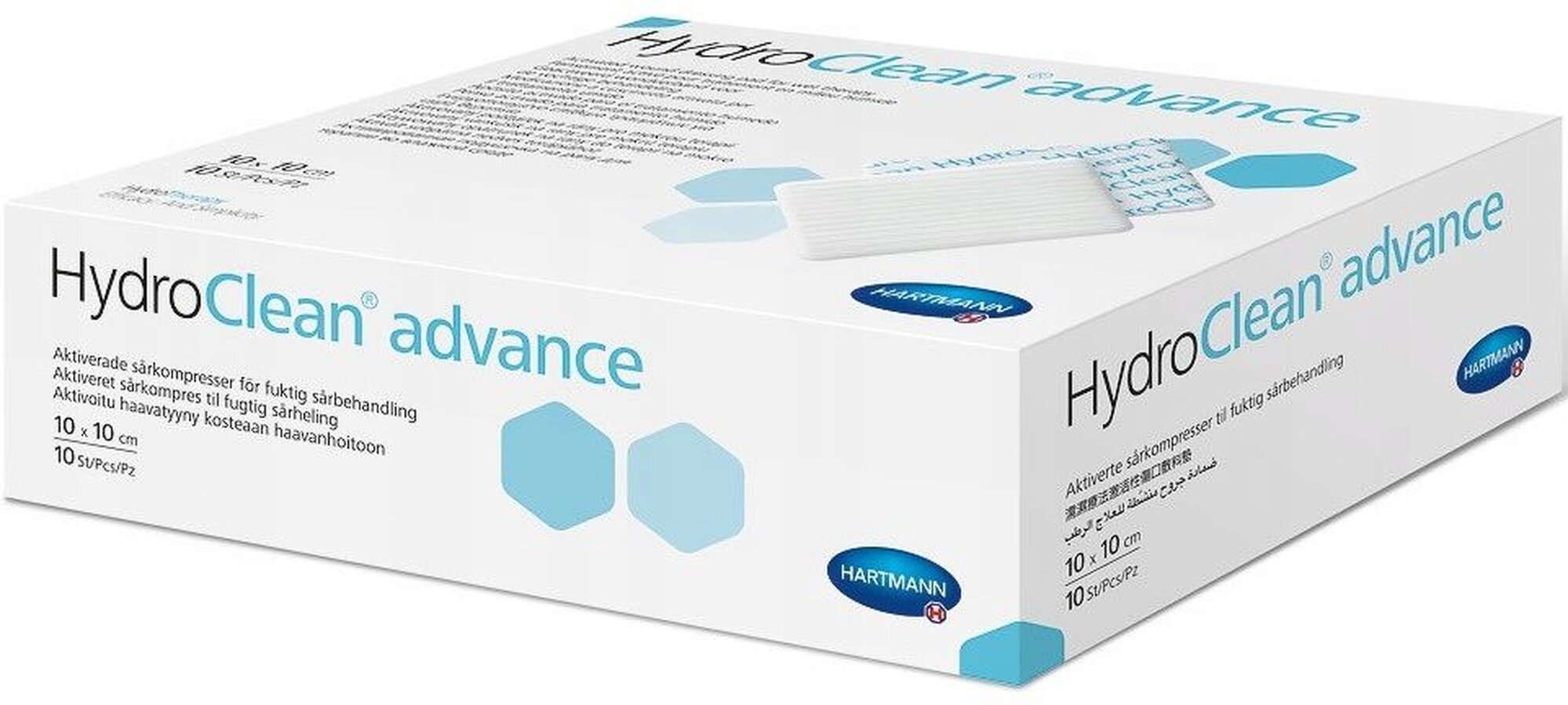 Раневая повязка ГидроКлин Адванс (10 ШТ) HARTMANN HydroClean Advance 10x10 СМ с раствором Рингера