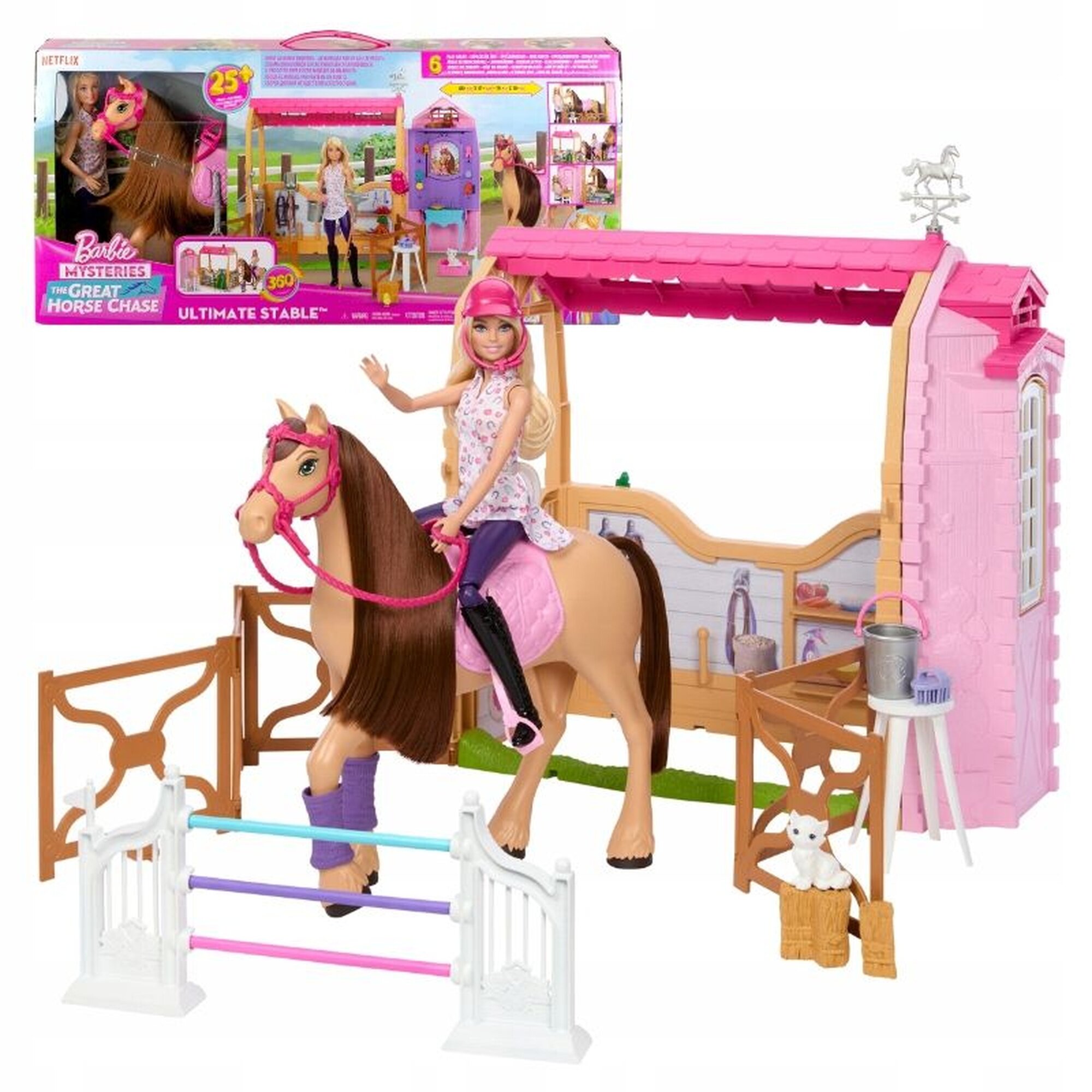 Кукла Mattel Barbie - Игровой набор Dream Stud Конюшня с куклой и лошадью - Барби HXJ44