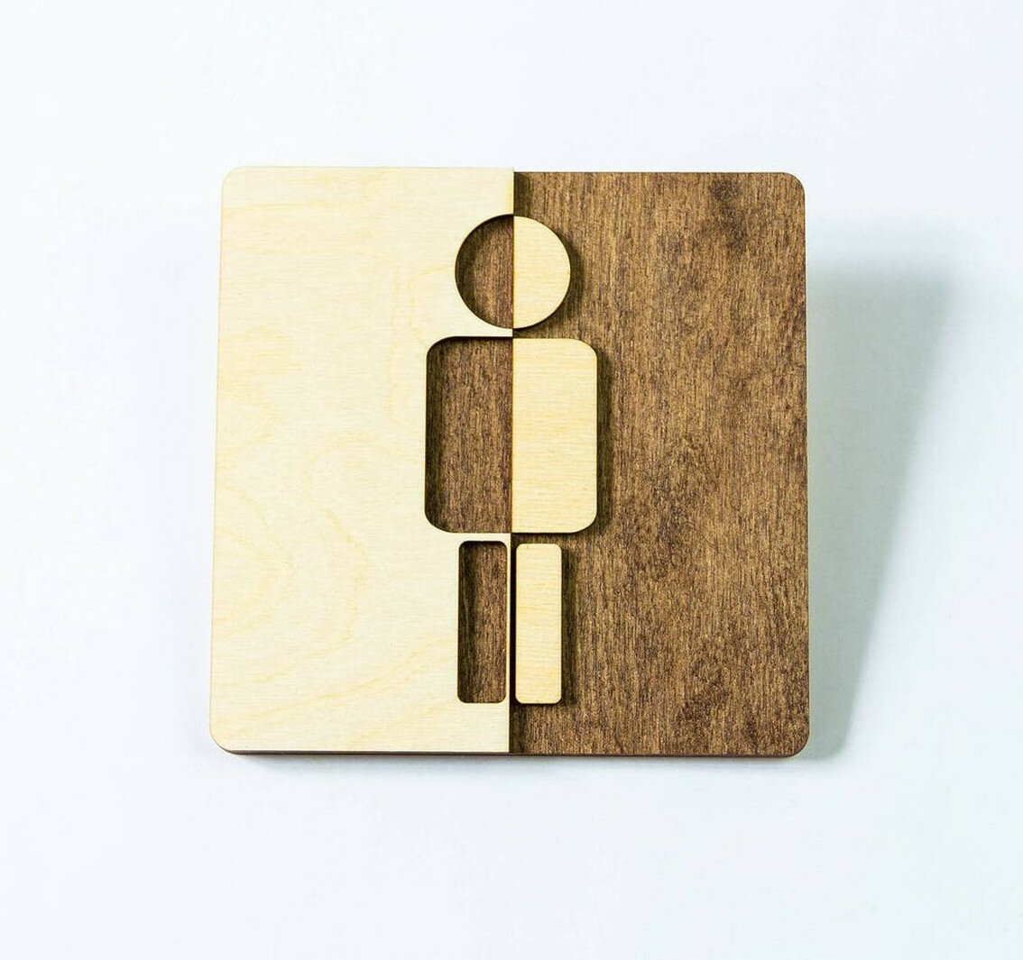 Вывеска, табличка знак туалета из дерева / Деревянный знак на дверь