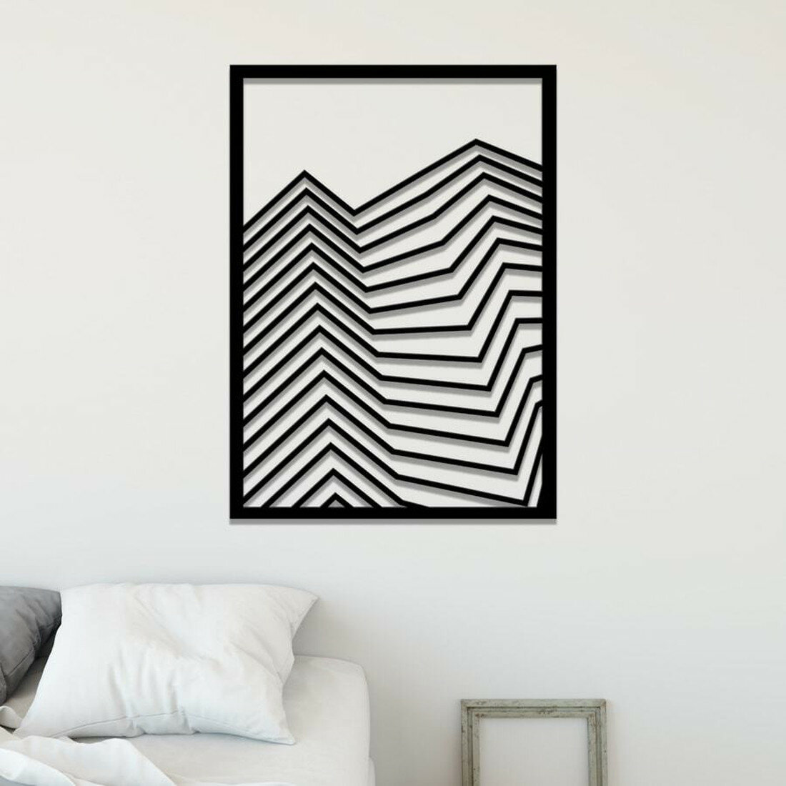 Панно 50х35см "Геометрия Линии" декоративное настенное чёрное, декор на стену, картина