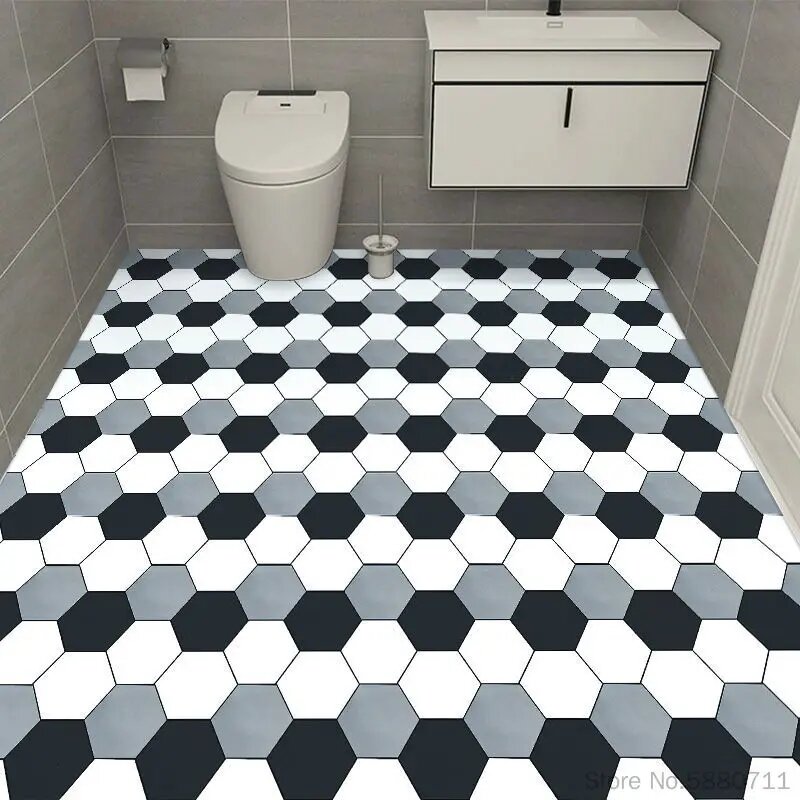 Виниловые обои для пола Cheng Mu sweet home Водонепроницаемые самоклеящиеся плитки для ванной 10 м*60cm