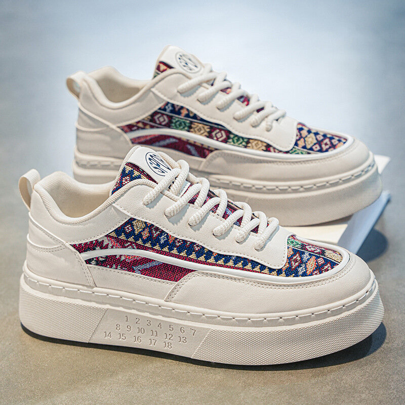 MOOCIE Новые осенние дышащие мужские туфли в корейском стиле, универсальные, трендовые, нишевого дизайна, туфли на толстой подошве, спортивные, повседневные, белые кроссовки