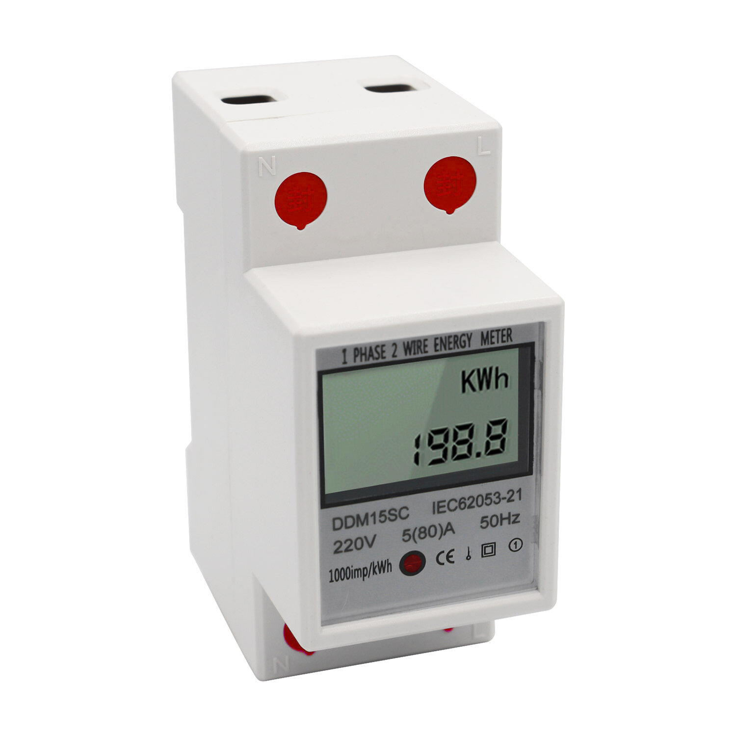 ЖК-дисплей Однофазный счетчик энергии на DIN-рейку Счетчик энергии 5-80A 220В