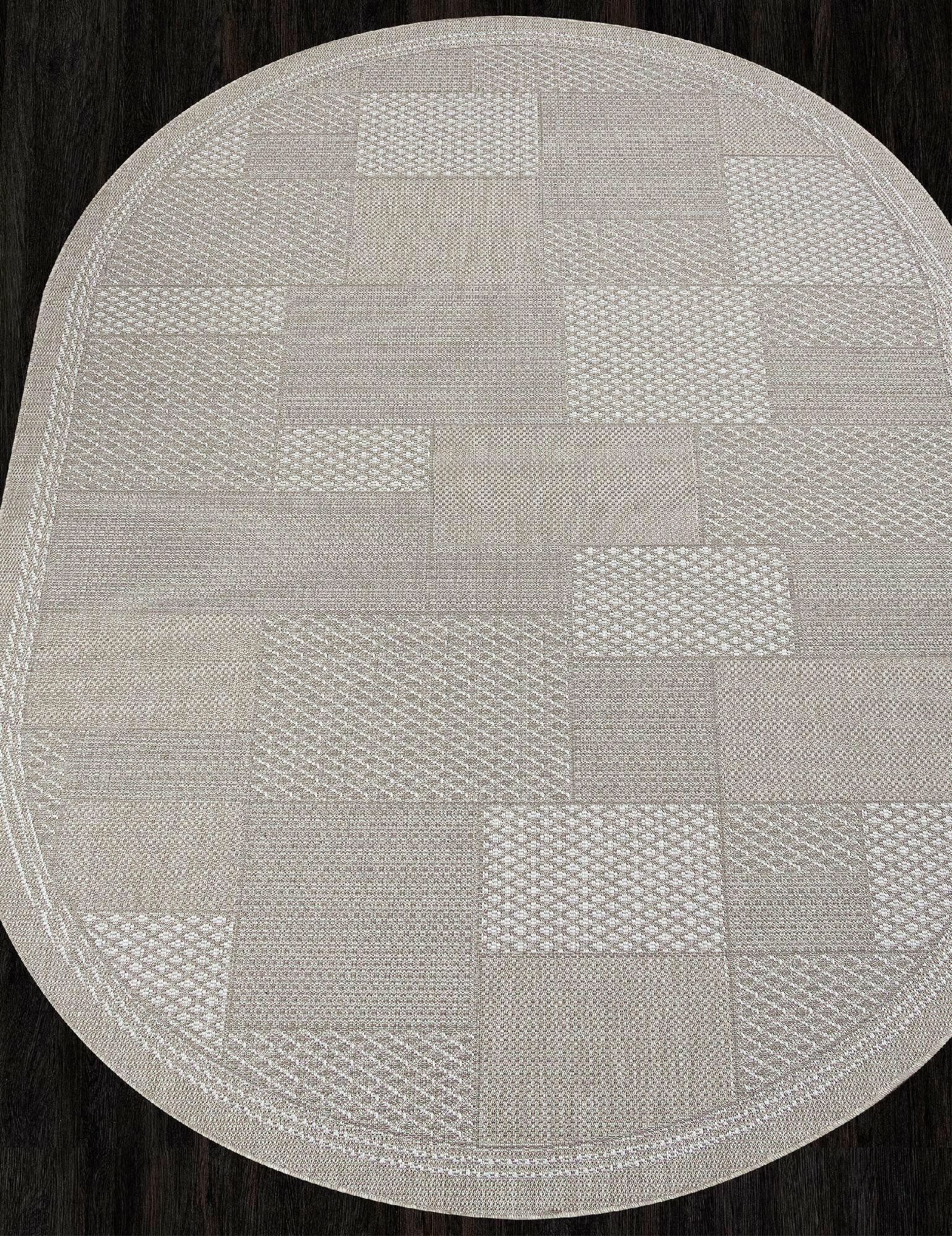 Ковер циновка Овальный на пол на кухню в гостиную 120х170 см бежевый современный безворсовый 399800 KoverVDom