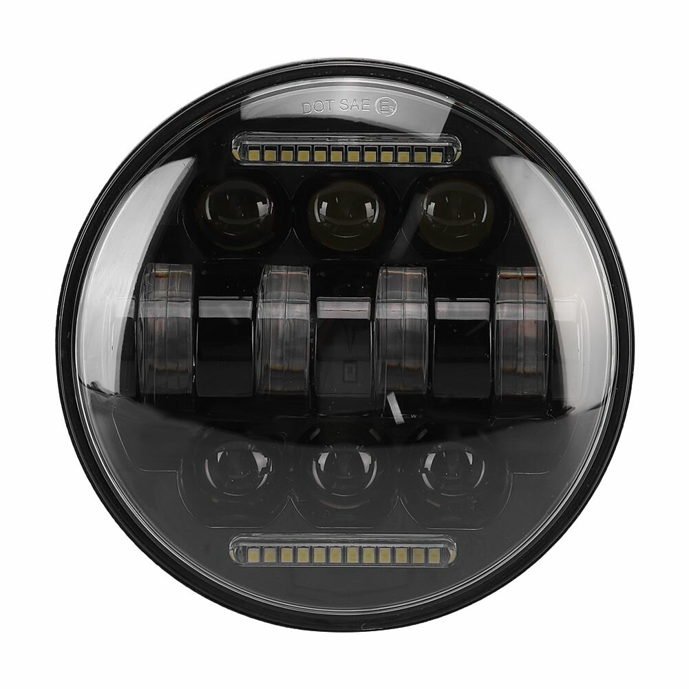 Мотоциклетные 5,75-дюймовые светодиодные фары с белыми передними фарами Halo DRL мощностью 66 Вт