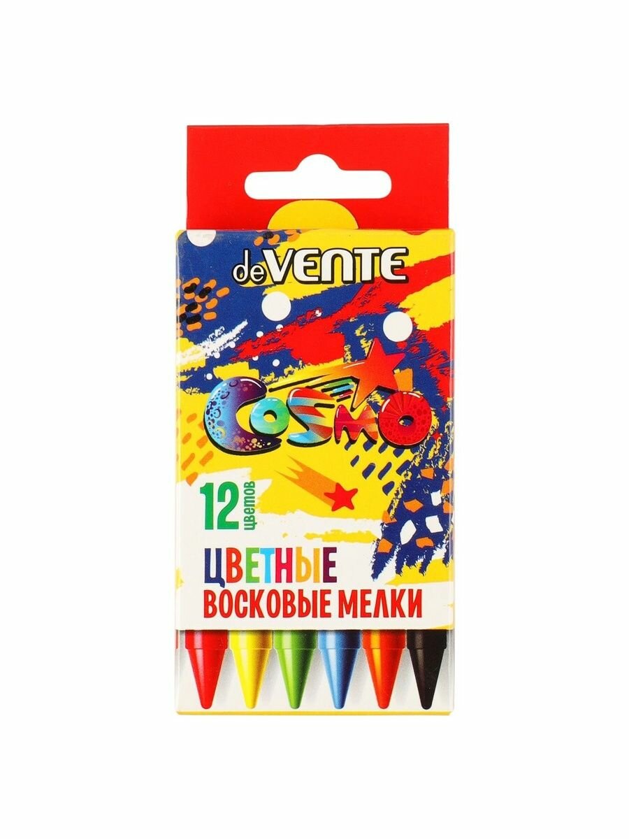 Мелки восковые круглые12 цветов, d-8 мм Cosmo
