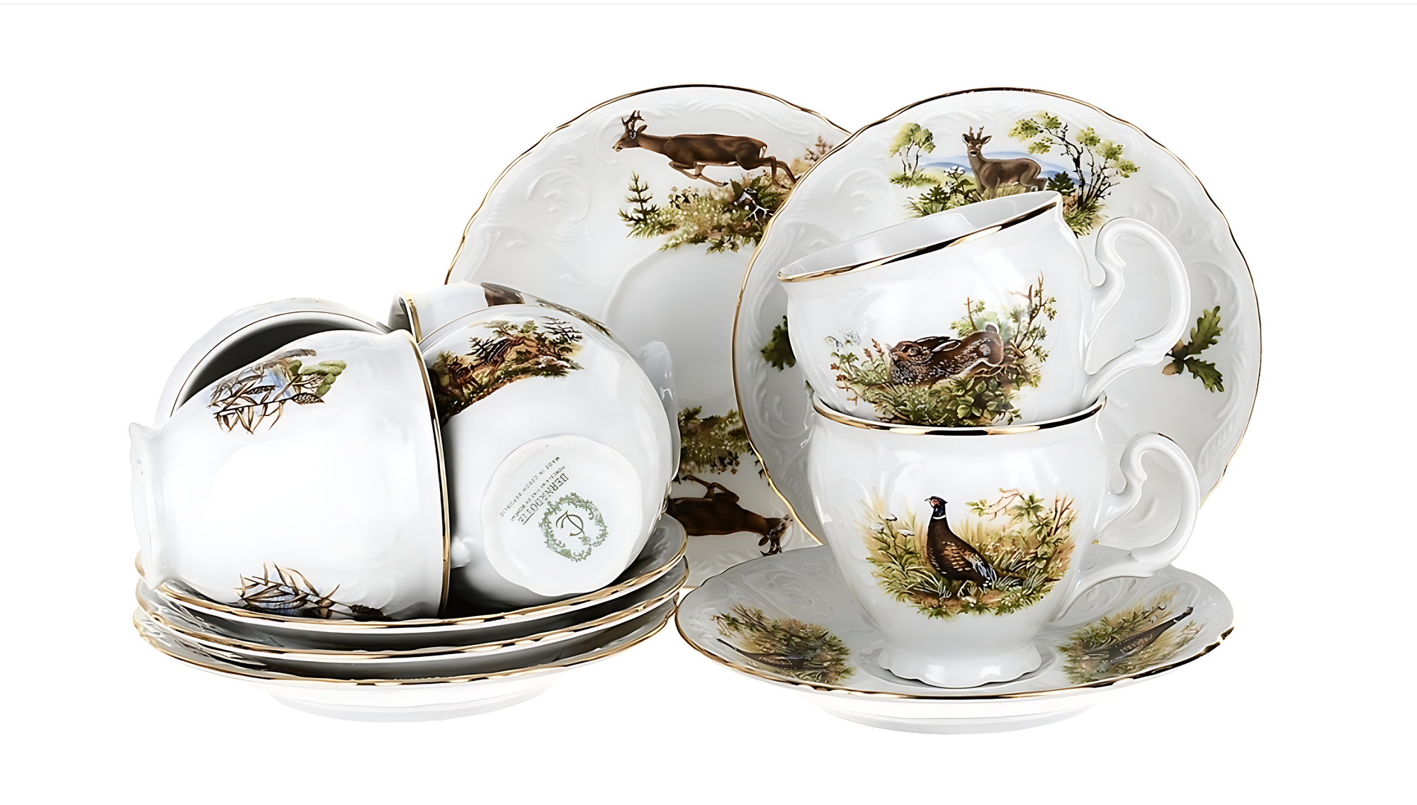 Набор кофейных пар Thun Bernadotte "Охота", фарфор, 160мл, 6шт