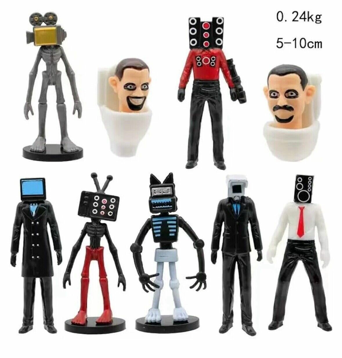 Набор из 9 игрушечных фигурок Skibidi Toilet, включая фигурки оператора, телевизионного человечка, диктора, коллекционный рождественский подарок