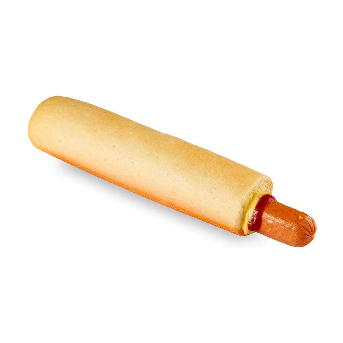 Хот-дог "Есть Горячее", французский, с колбаской, медово-горчичный соус, кетчуп