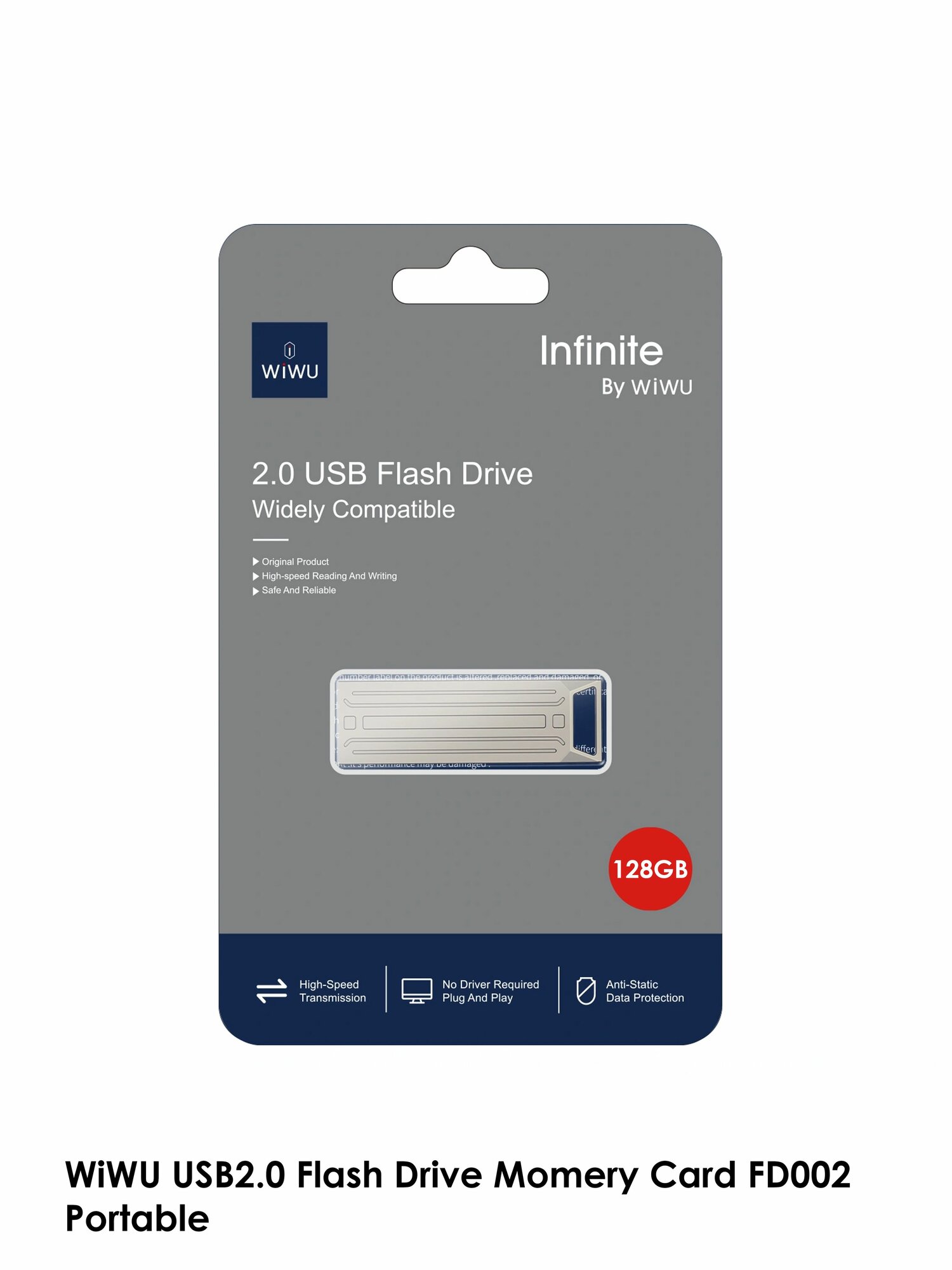 USB-флеш-накопитель Wiwu Infinite 2.0 USB Flash Drive 128GB, Wi-FD002, USB 3.0, до 60 мб/сек, Металл Grey