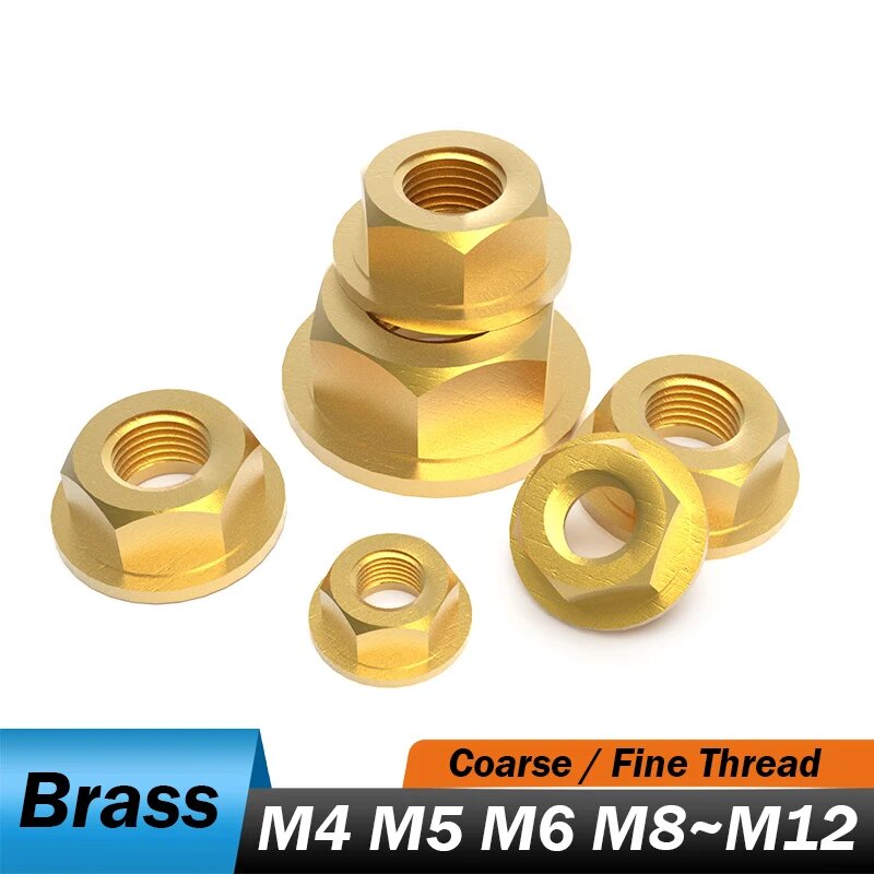 Фланцевые гайки Yiqianyuan латунные M4 M5 M6 M8 M10 M12 M8x1.25mm(3pcs)