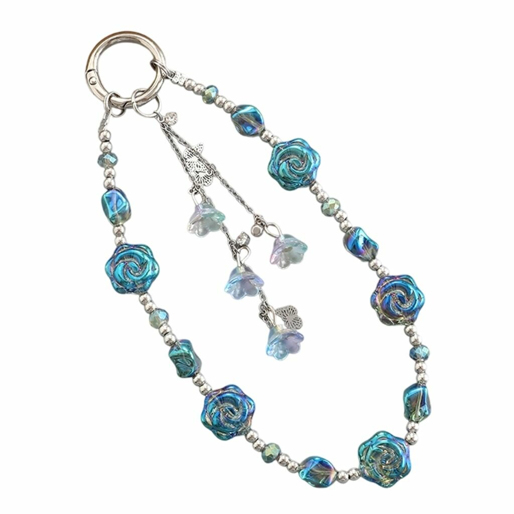 Элегантный подвесной брелок для телефона с розой и цветочным узором, Темно -синий