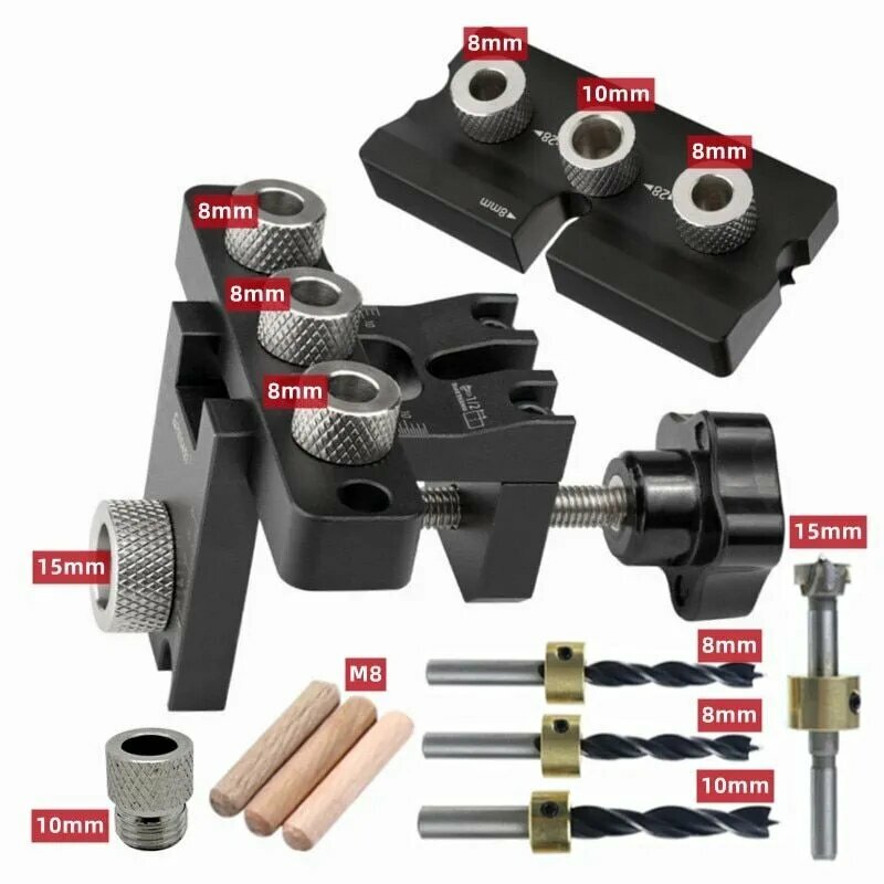 Кондуктор для присадки отверстий под эксцентриковые стяжки и шканты для мебели из ЛДСП