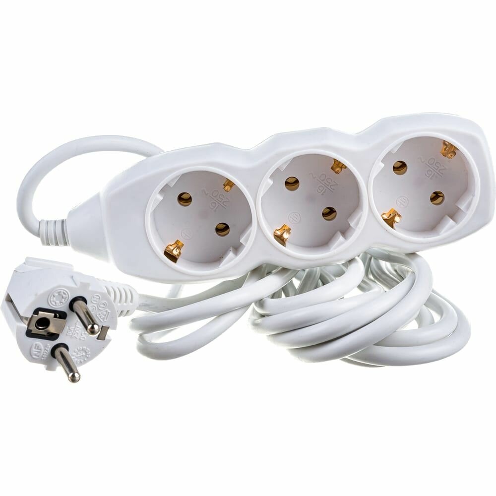 Удлинитель 3х5м с заземл. 16А IP20 ПВС 3х1 космос YKsm5m-3g-Z(K)