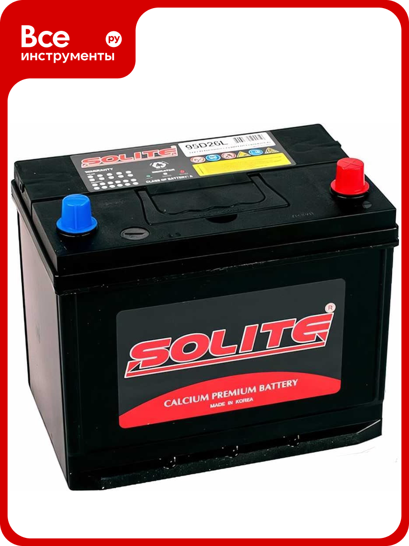 Аккумуляторная батарея Solite 6СТ85 260х168х220 95D26L BH 95D26L B/H