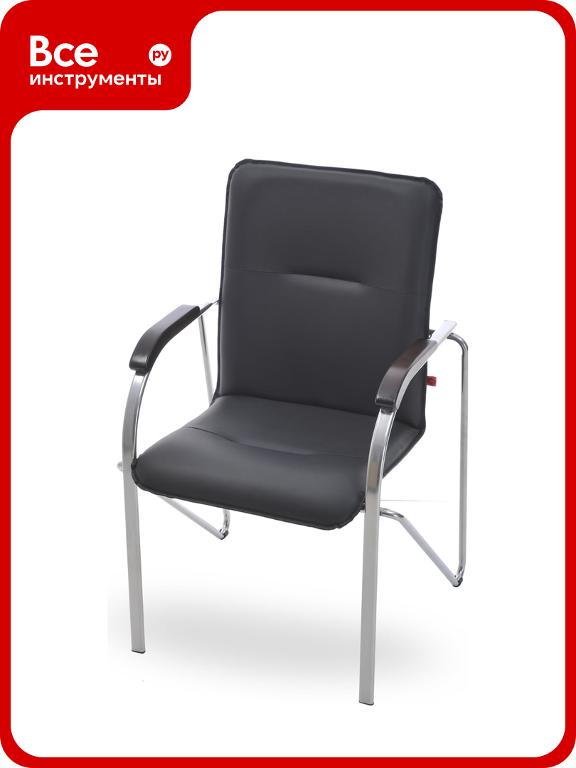 Стул Фабрикант Самба BOX4 искусственная кожа, DO, №350 черный, орех 1031, AL, для офисного интерьера