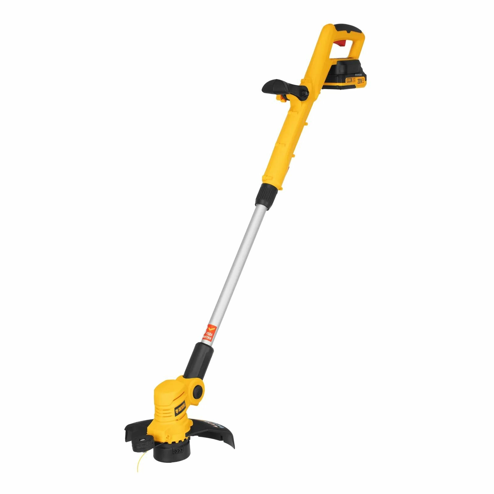 Триммер аккумуляторный GT-230, ширина скашивания 230 мм, Li-Ion, , АКБ и ЗУ в комплекте, 20 В Denzel, 58701