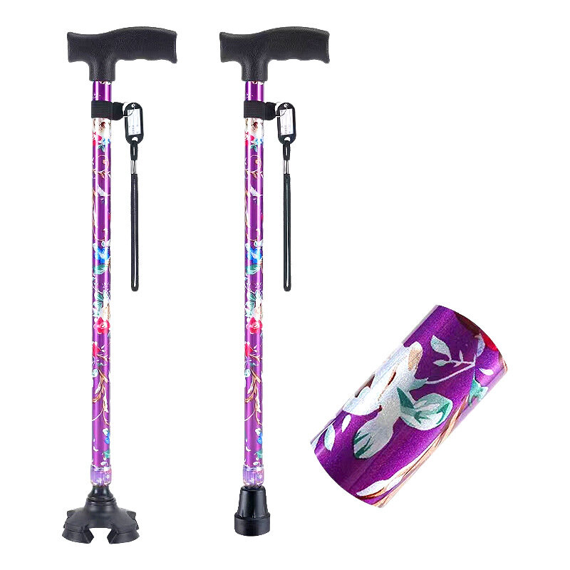 Костыли, нескользящие, с принтом, 360 градусов, фиолетовые, 72-95 см