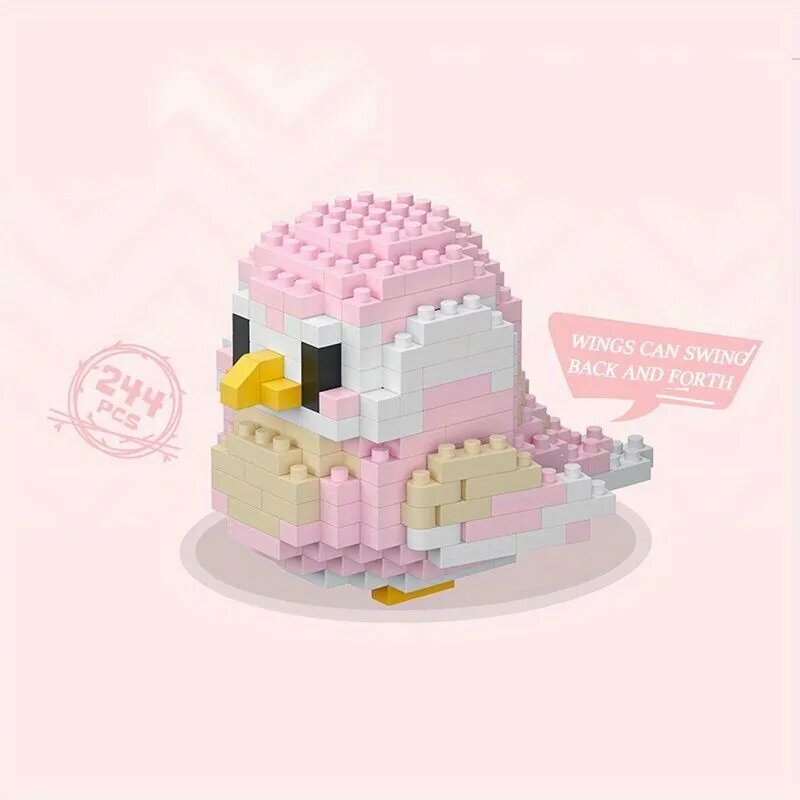 Мини-конструктор Cute little bird: экологически чистый пластик, 8+, практические навыки + креативность, цветная упаковка, подвижные крылья, можно использовать в качестве подарка