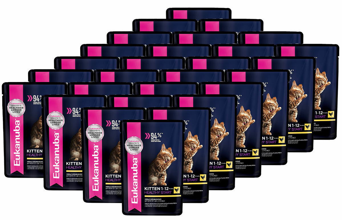 Влажный корм Eukanuba Kitten для котят с курицей в соусе пауч, 85 г 28 шт