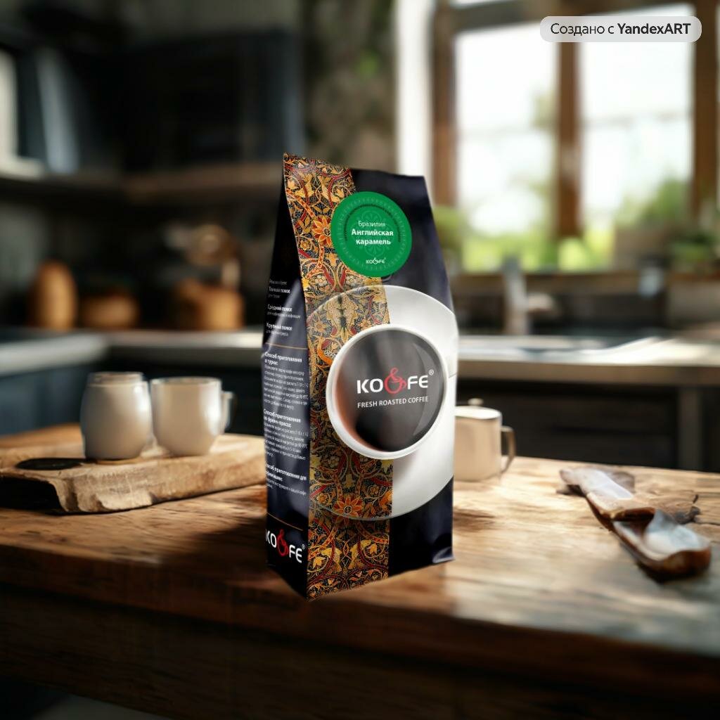 Кофе в зернах KO&FE "Английская карамель", арабика, средняя обжарка, 200 г