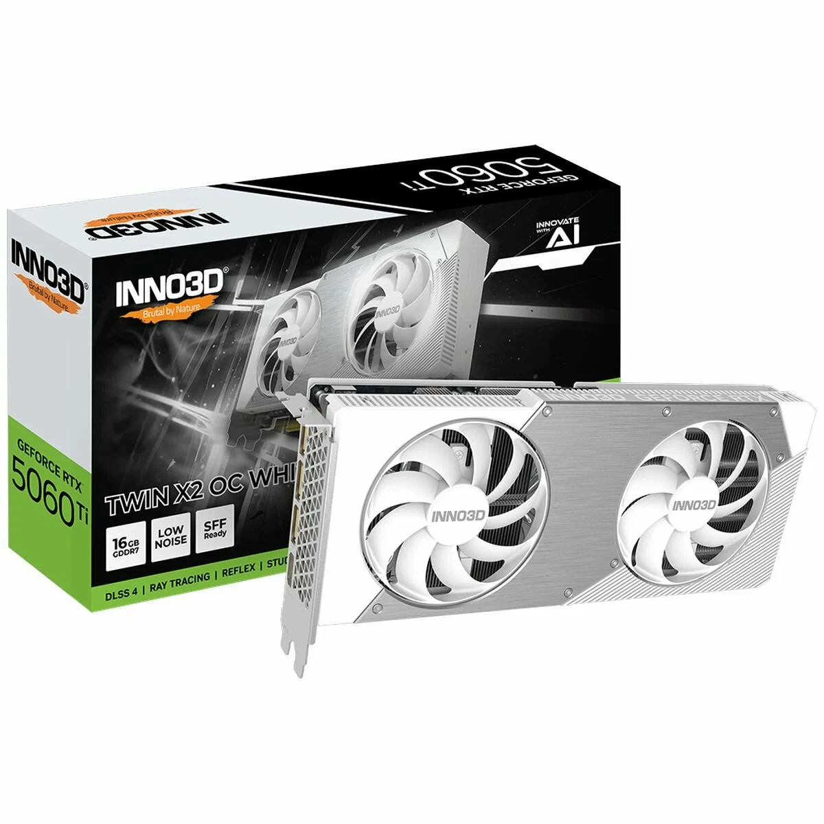 Видеокарта INNO3D RTX 5060 Ti Twin X2 OC WHITE (N506T2-16D7X-191073W) белый, RTX5060Ti, HDMI