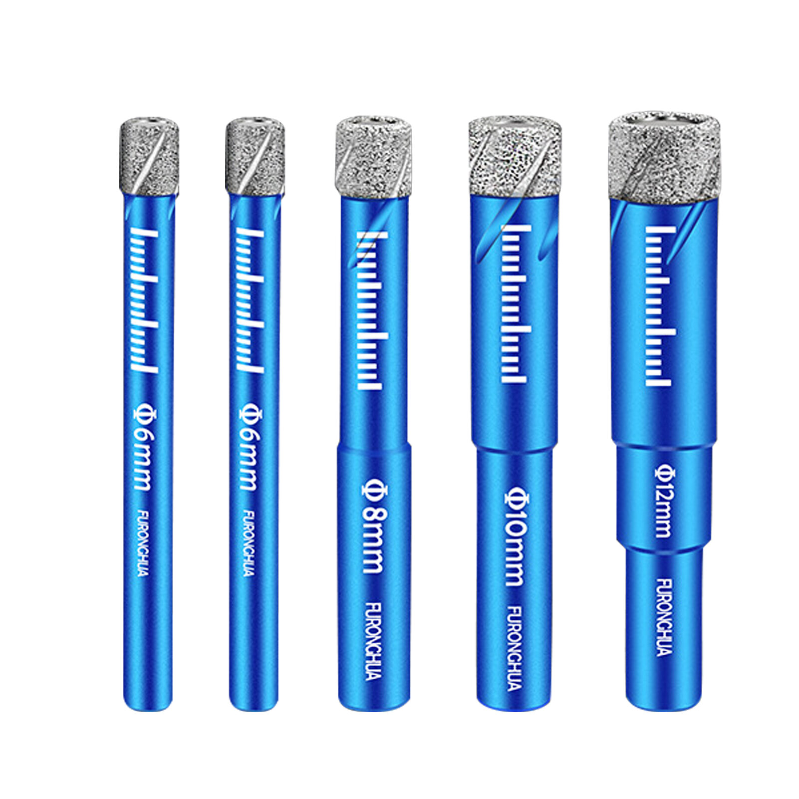 Набор из 5 алмазных сверл для сухой обработки (диаметр 1/4, 5/16, 3/8, 1/2 дюйма) для гранита, керамики, мрамора, плитки, камня и стекла.