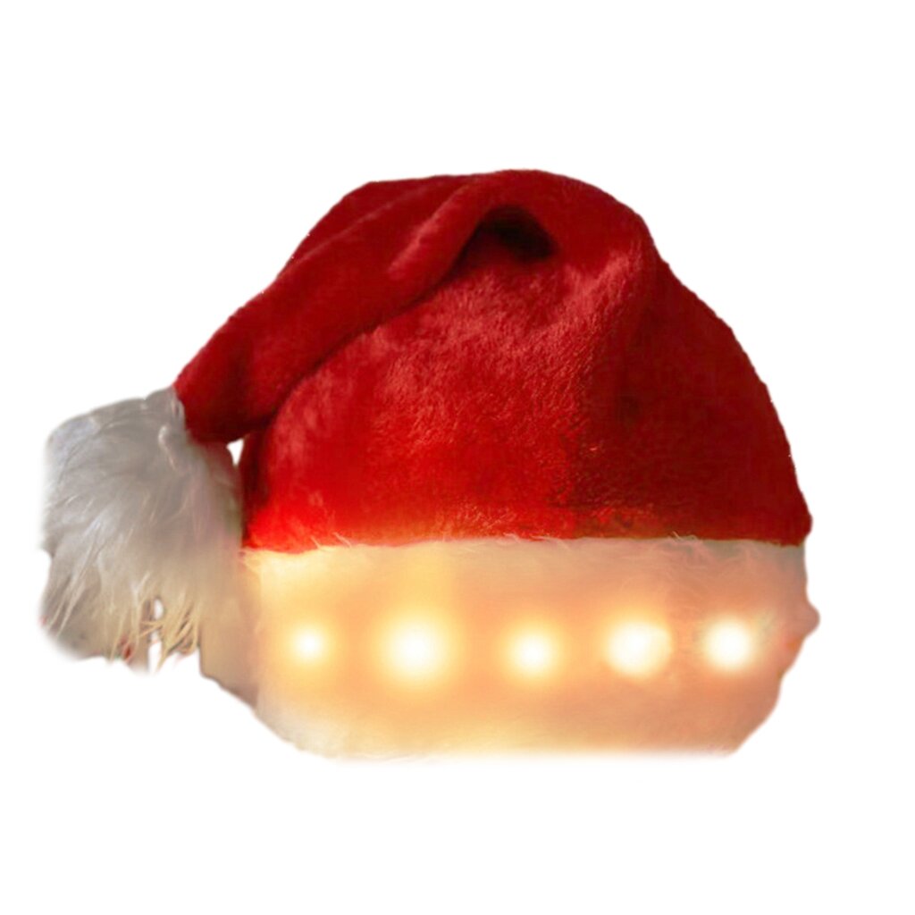 Смешная шапка Санты с подсветкой, мягкий плюш, искусственный мех, рождественский аксессуар для детей и взрослых