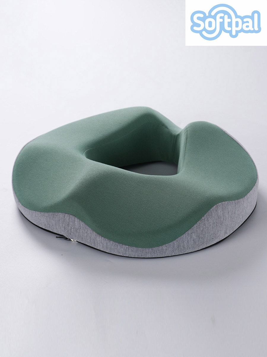 Подушка ортопедическая на кресло, стул с эффектом памяти, для беременных, для позвоночника и геморроя, зеленая