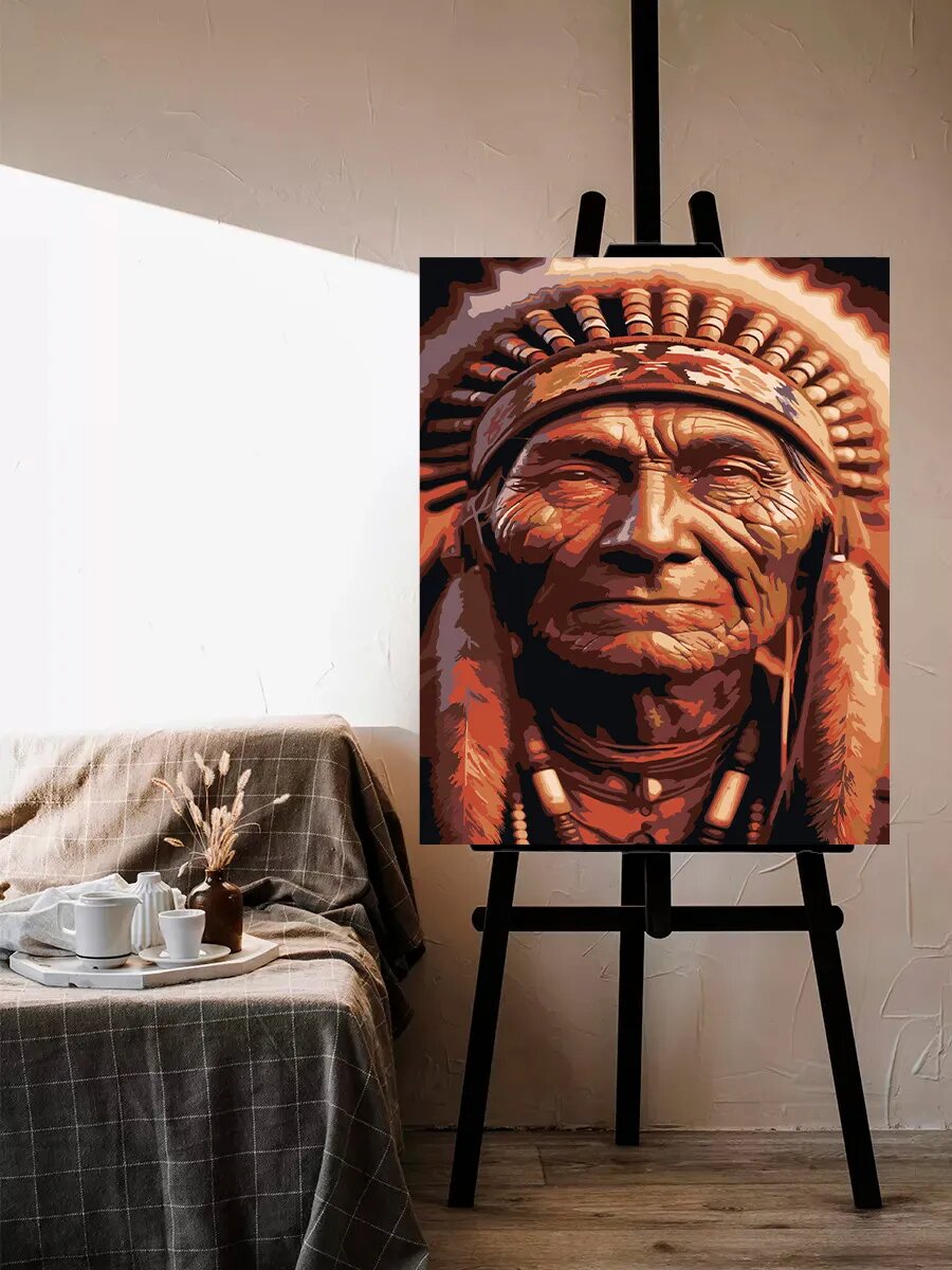Картина по номерам Индеец Вождь Религия Вожак