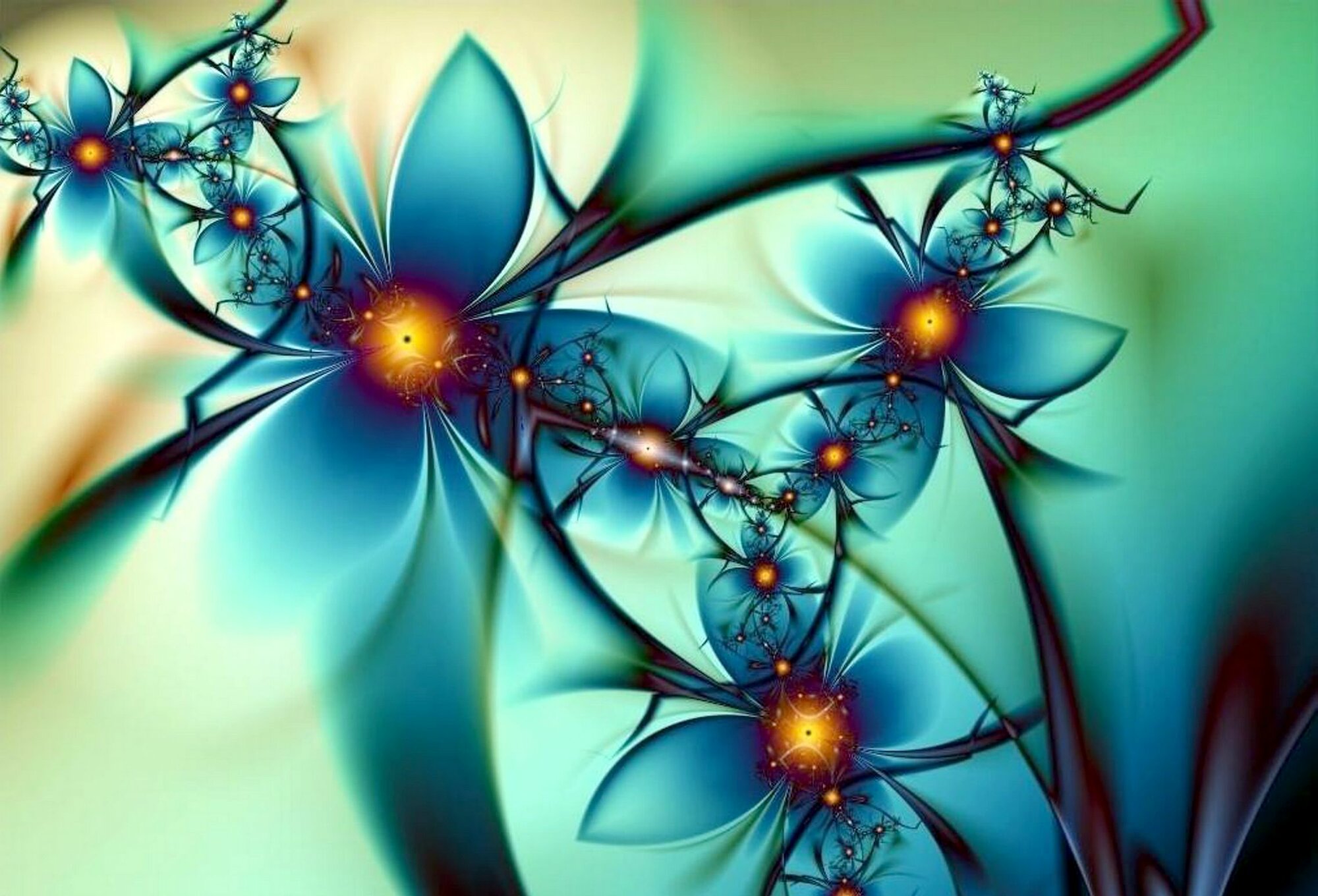 Картина Абстракция Синие цветы 80х54 см