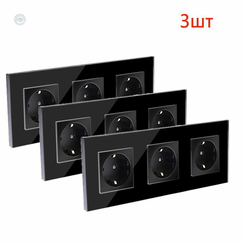 Лицевая панель для розетки и выключателя, стеклянная рамка с защитными шторками и заземлением, стильный аксессуар для современного интерьера