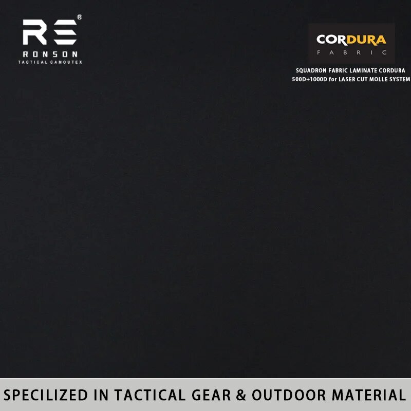 Ткань Cordura из 100% нейлона, полиамида с полиуретановым покрытием 500D H01 # Черная инфракрасная обработка, прочное использование для тактического снаряжения WR+NIR