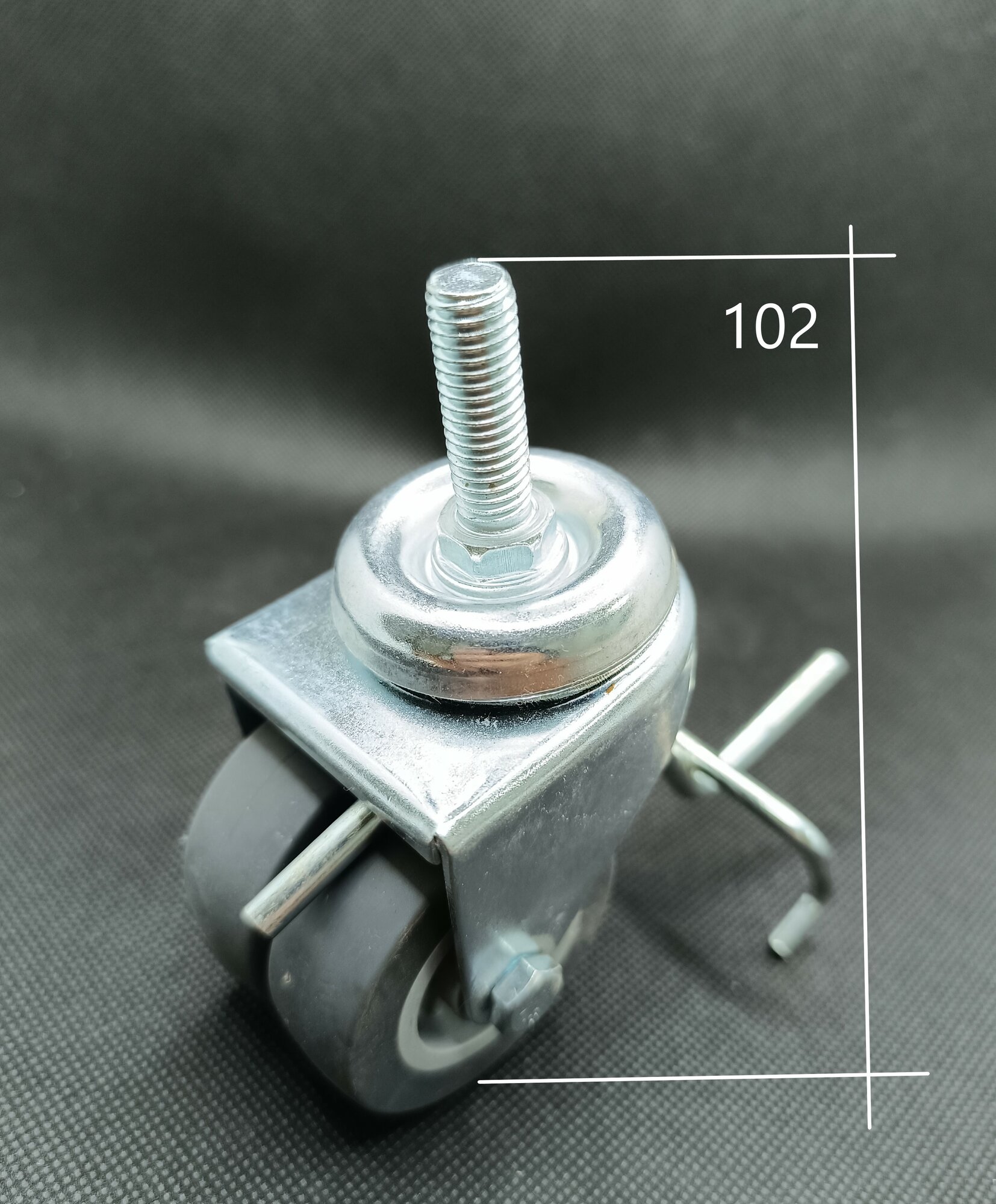 Колеса для тележек сдвоенное 50мм повротное с болтом серая резина