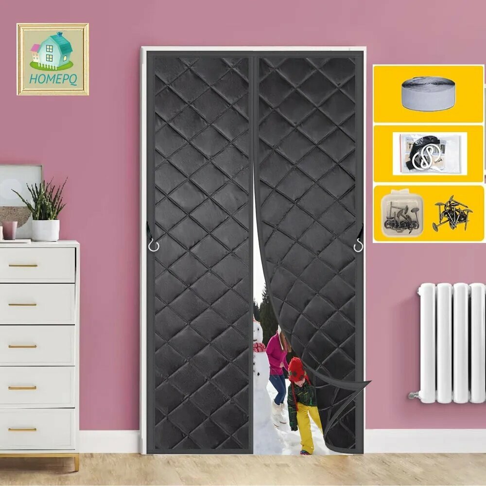 HOMEPQ Занавеска на дверь 120x220 см черный