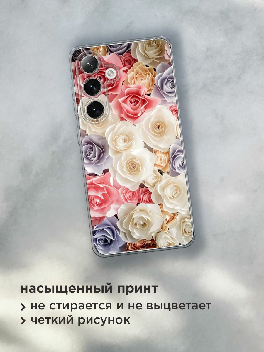 Чехол на Samsung Galaxy S24 / Самсунг S24 с принтом "Пастельные розы" — фото 1