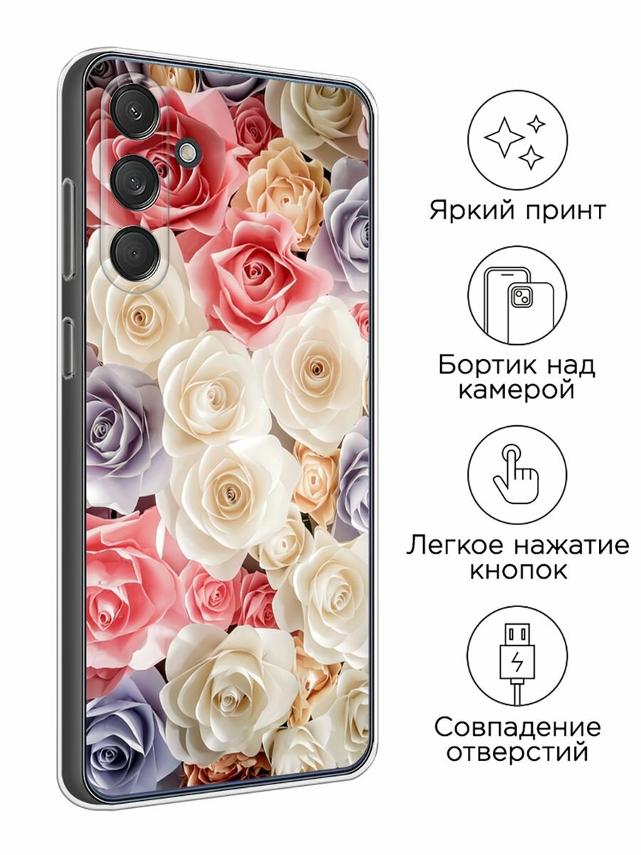 Чехол на Samsung Galaxy M55 / Самсунг M55 с принтом "Пастельные розы" — фото 1