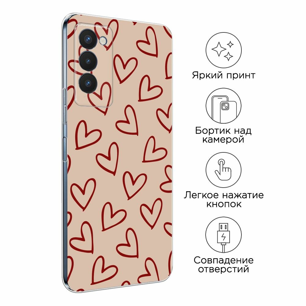 Чехол на Tecno Camon 18P / Техно Камон 18Р с принтом "Little hearts doodles 1 - 14 февраля" — фото 1
