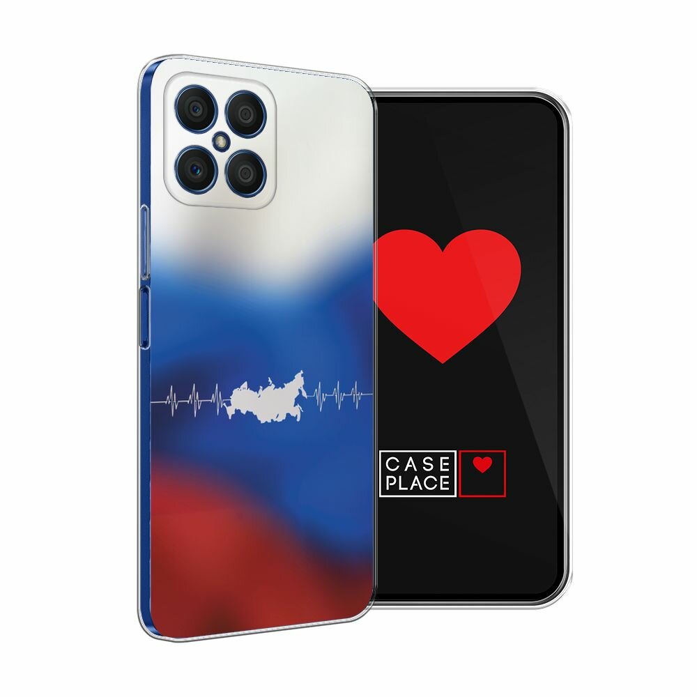 Чехол на Honor X8 / Хуавей X8 с принтом "Россия в сердце - 23 февраля" — фото 1